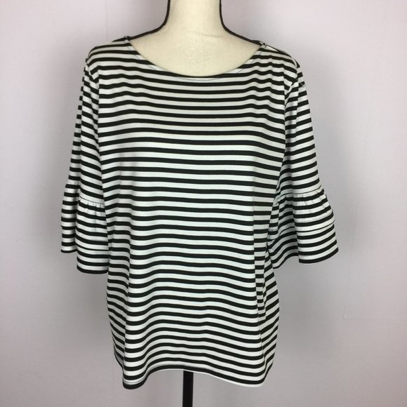 Halogen | Tops | Halogen Blouse Top M Medium Womans Black White Striped ...